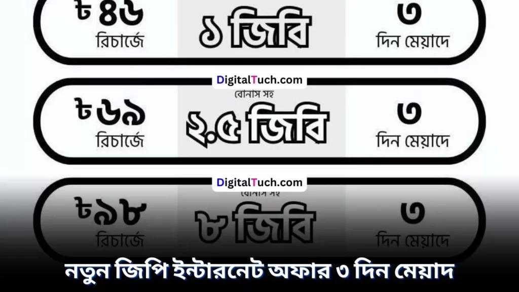 GP Small Internet Pack 2025 | নতুন জিপি ইন্টারনেট অফার | Digital Tuch